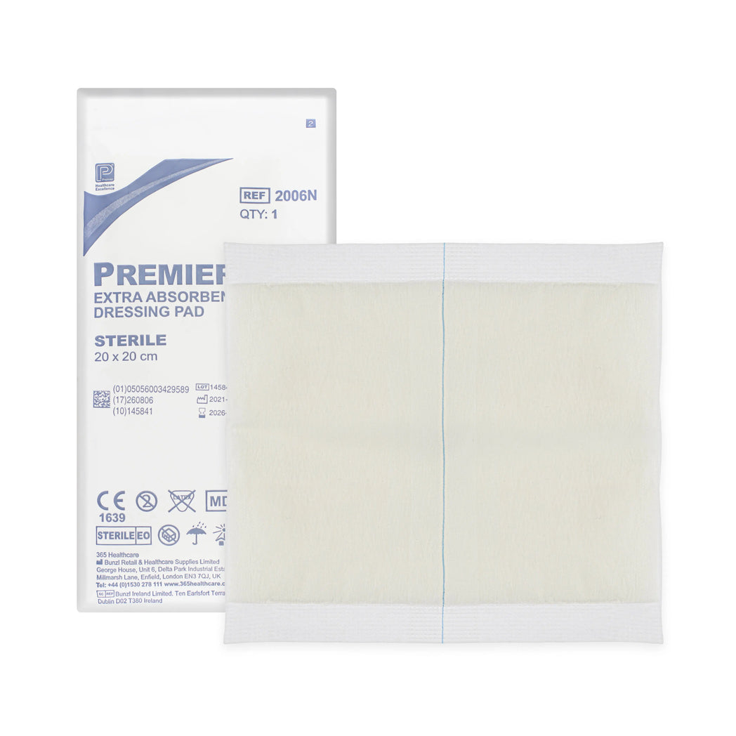 PremierPad Xtra Sterile Absorbent Dressing Pad (20cm x 20cm) | Vyne